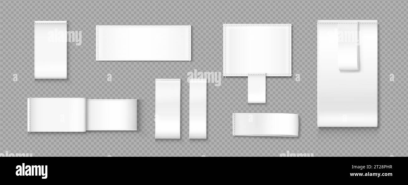 Fabric labels and tags for clothes - realistic vector set of mockup and ...