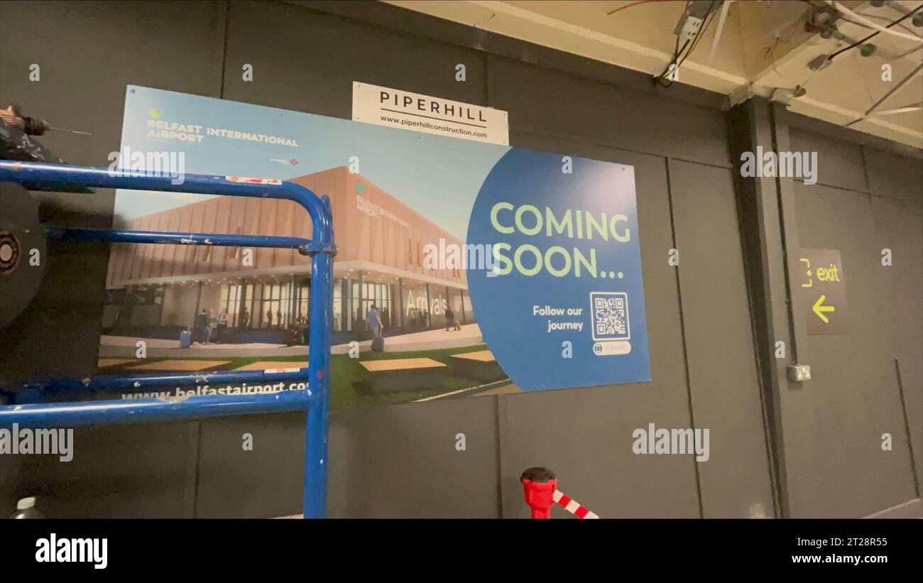 A sign in Belfast International Airport showing passengers what the new ...