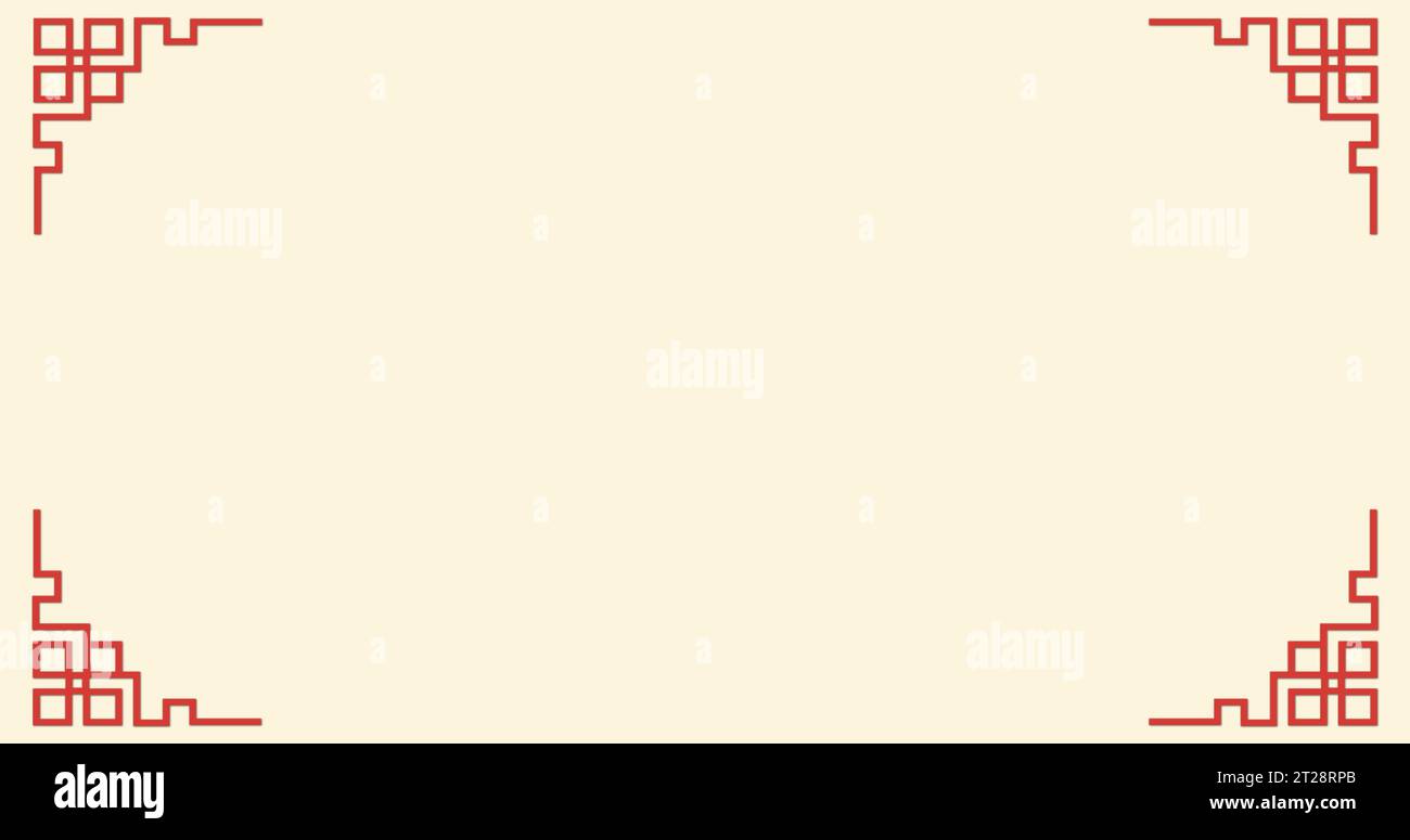 Red chinese pattern in corners on yellow background Stock Photo - Alamy