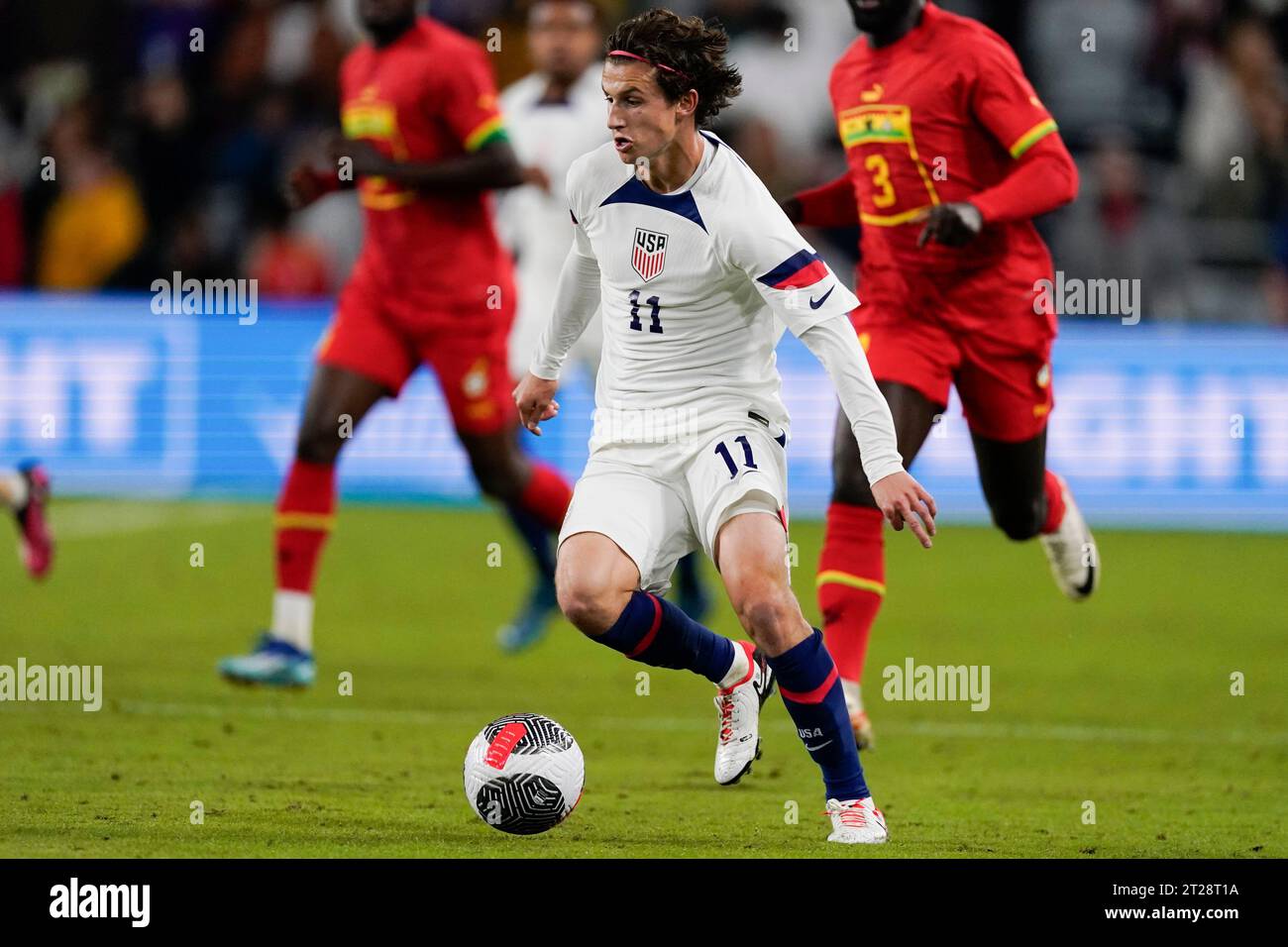 United States midfielder Brenden Aaronson (11) plays against Ghana ...
