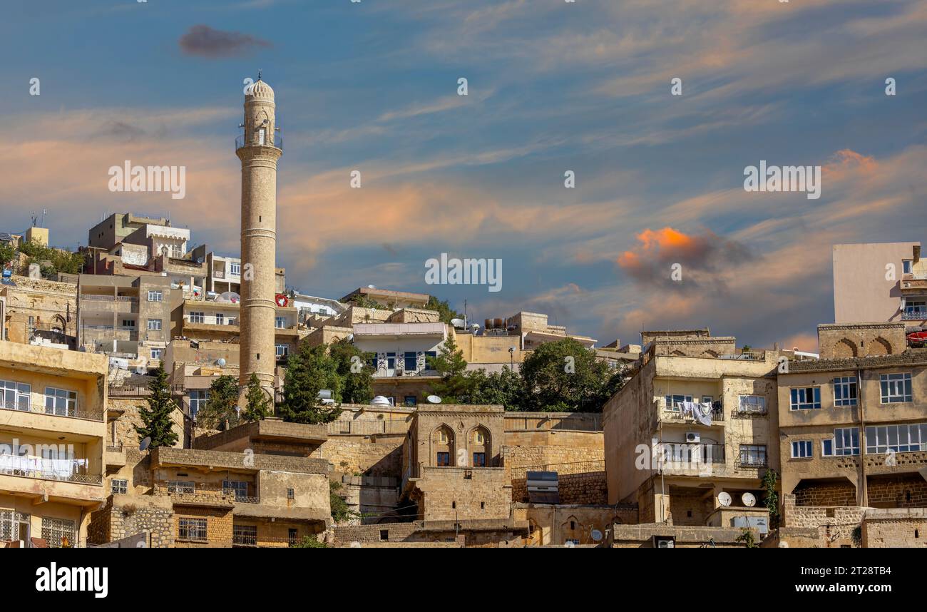 Ancient and stone houses of Old Mardin (Eski Mardin) with Mardin Castle ...