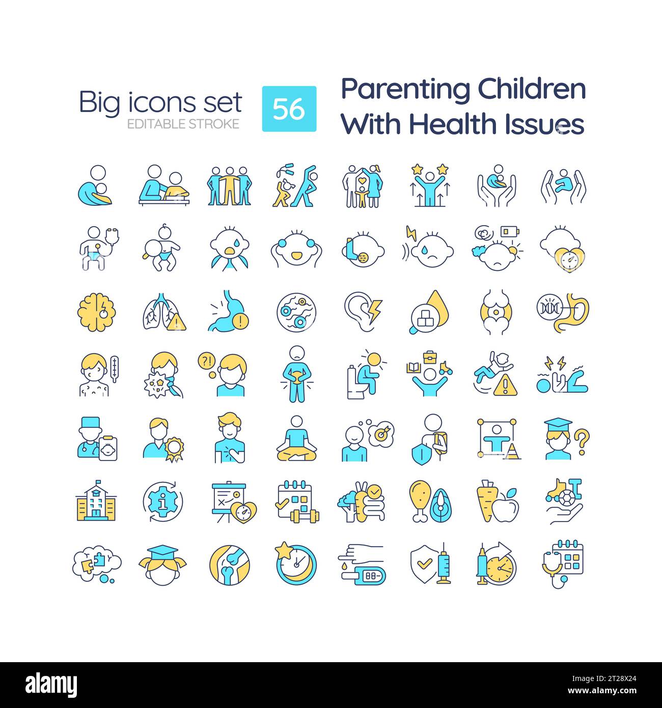Editable multicolor big icon set for parenting children Stock Vector ...
