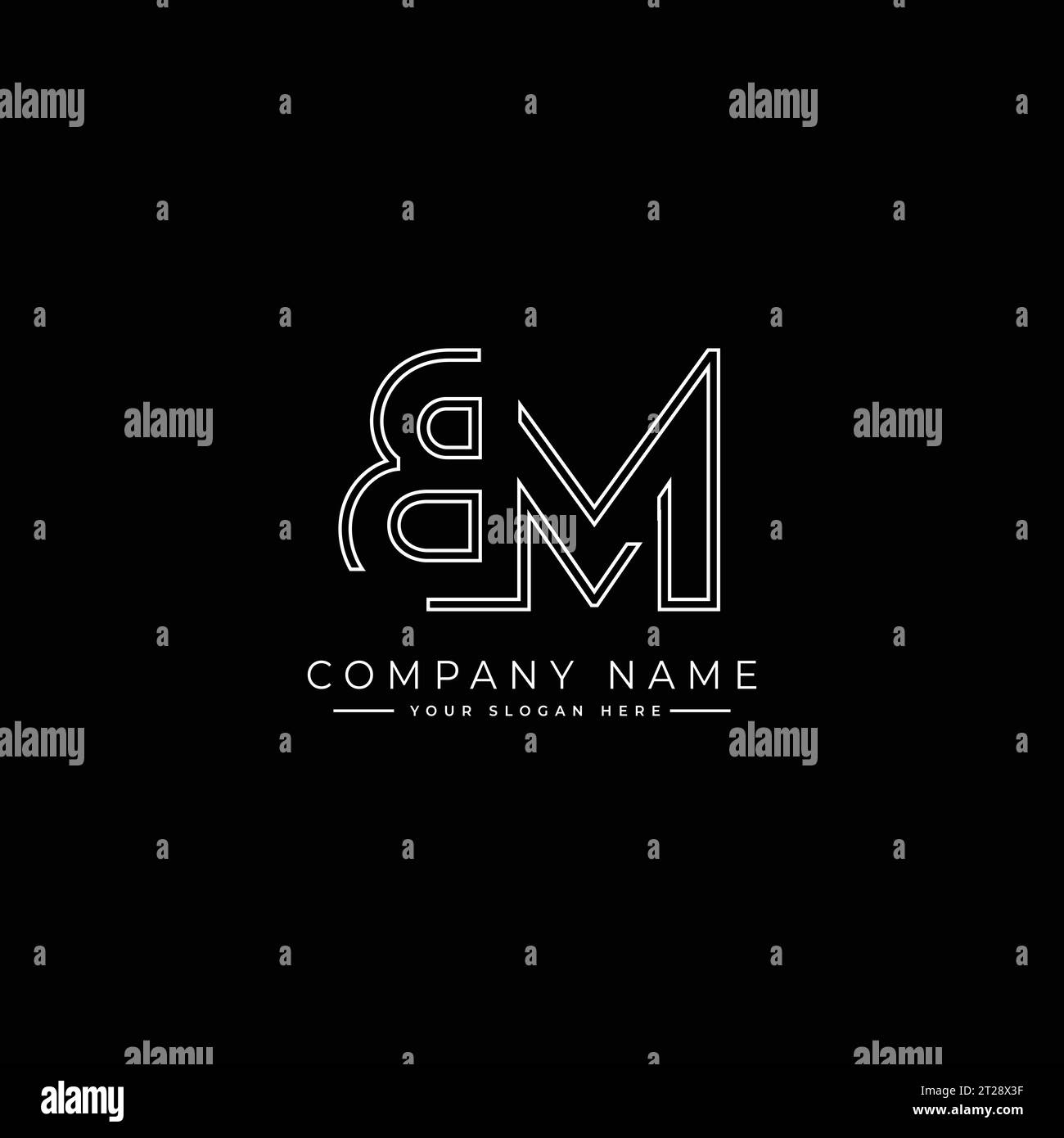 Creative Logo for Initials BM in Monogram Style - Vector Template for ...