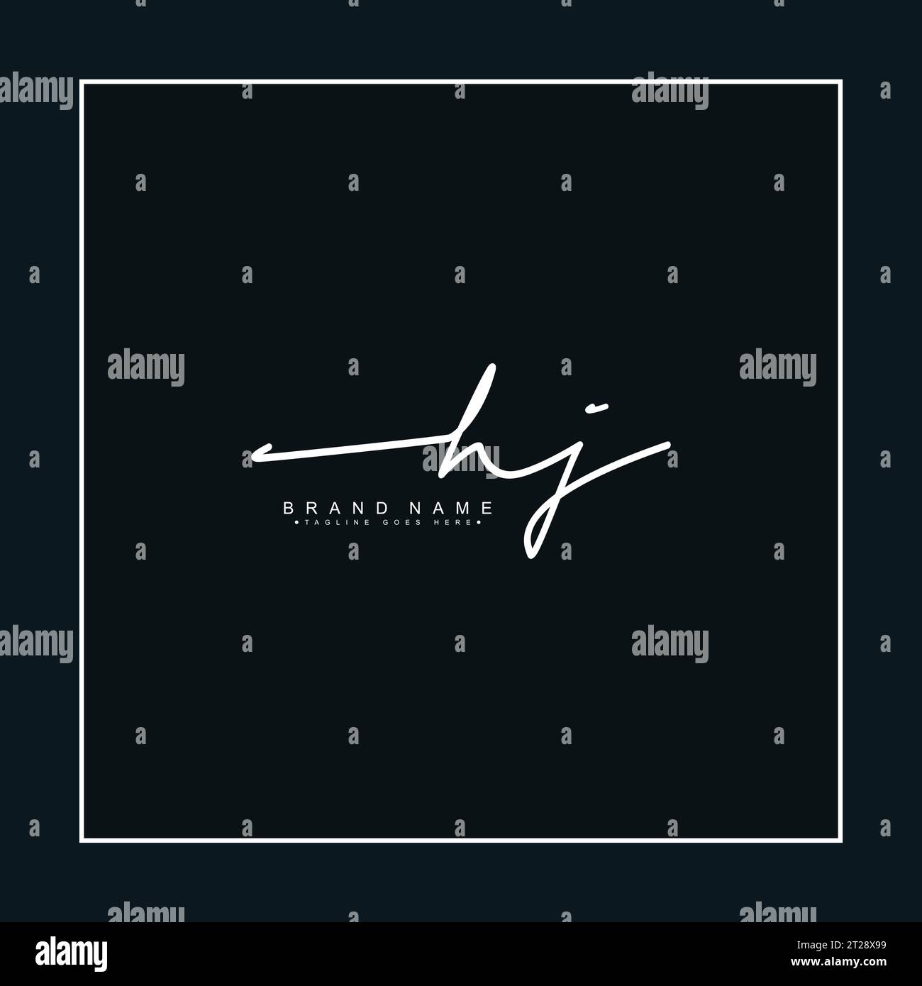 Initial Signature Logo For Letter Hj Vector Logo Template In Handwritten Signature Style Stock