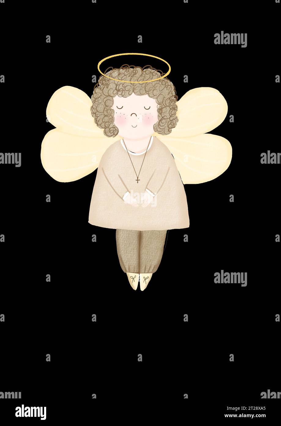 cute baptism angel hand drawn on a transparent background. for ...