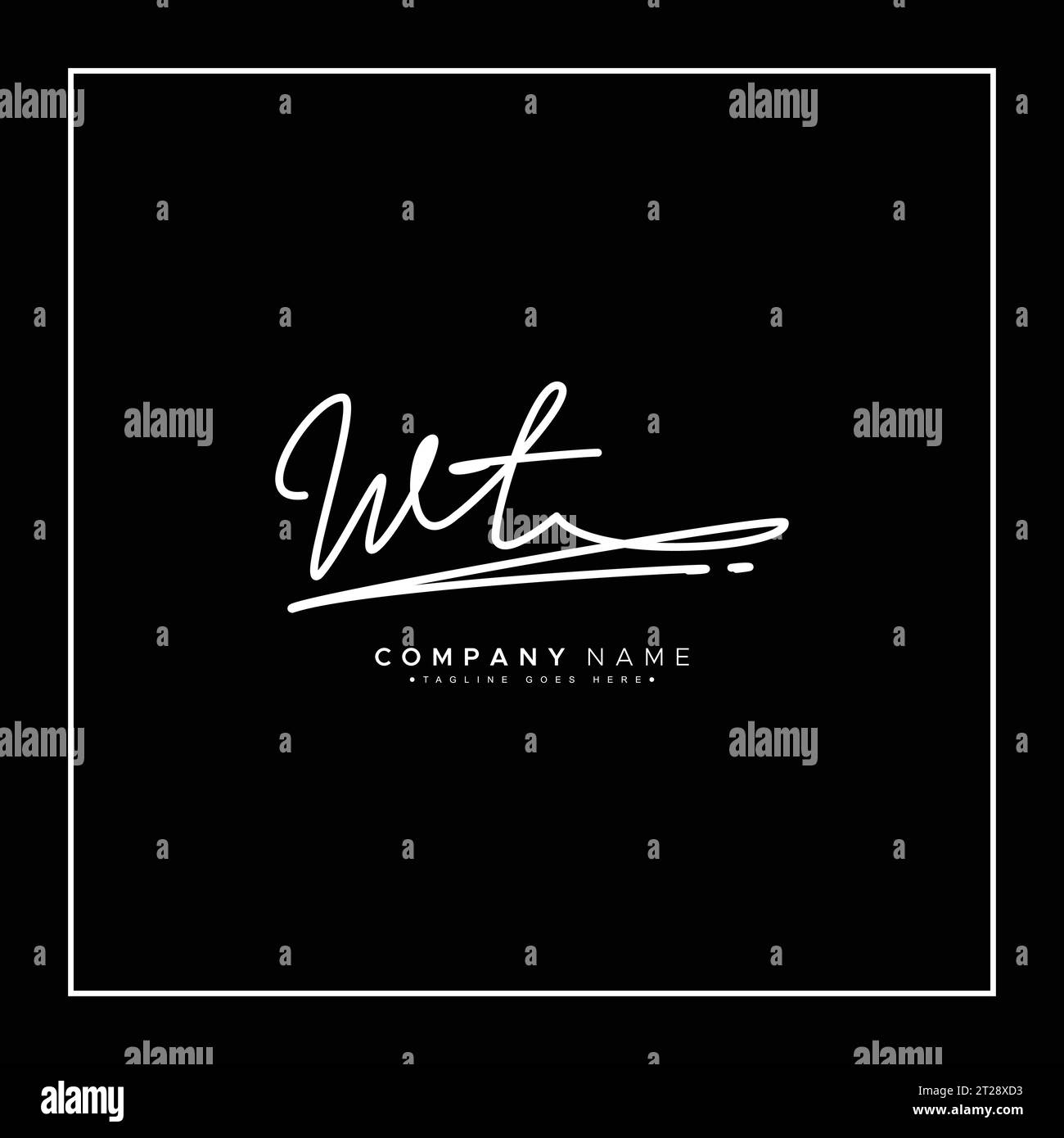 Initial Signature Logo for Letter WT - Vector Logo Template in ...
