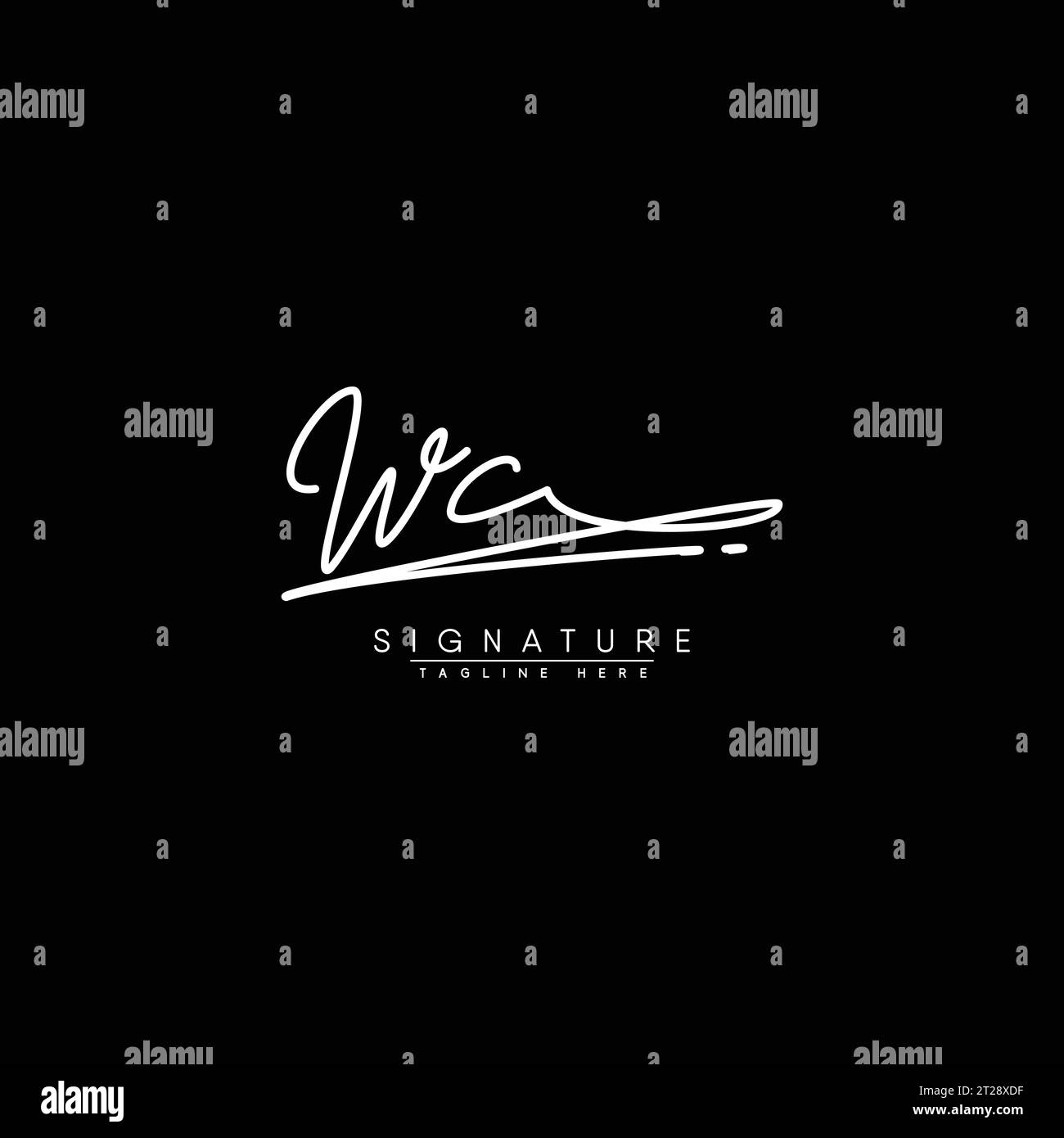 Initial Letter WC Vector Logo Template in handwritten Signature Style ...