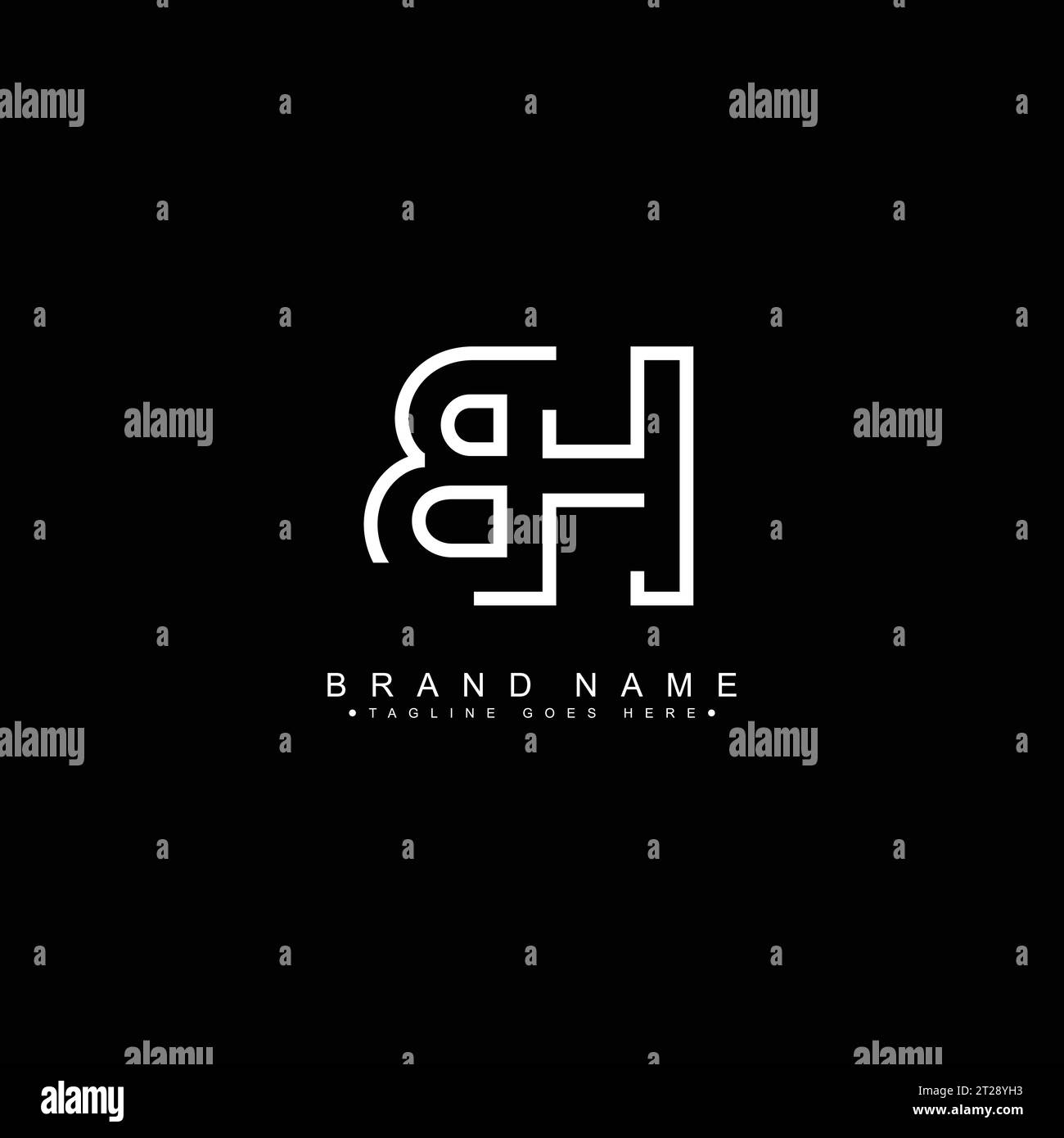 Initial BH Vector Logo - Elegant Monogram Template for letter B and H ...