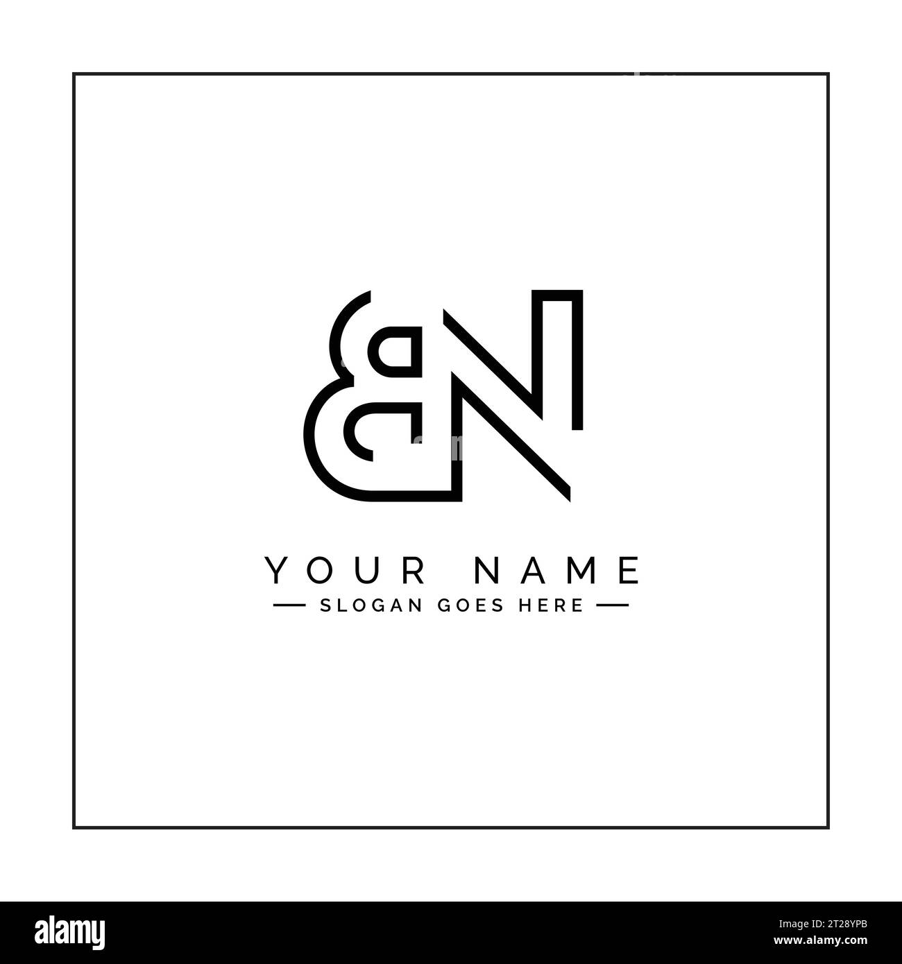 Creative Logo For Initials Bn In Monogram Style Vector Template For