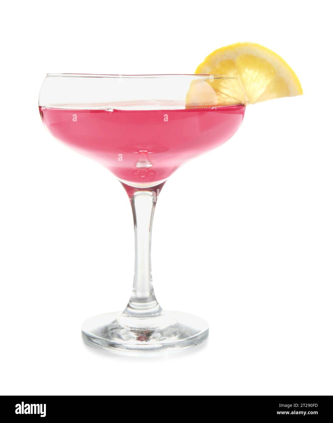 Glass of Cosmopolitan cocktail with lemon on white background Stock ...