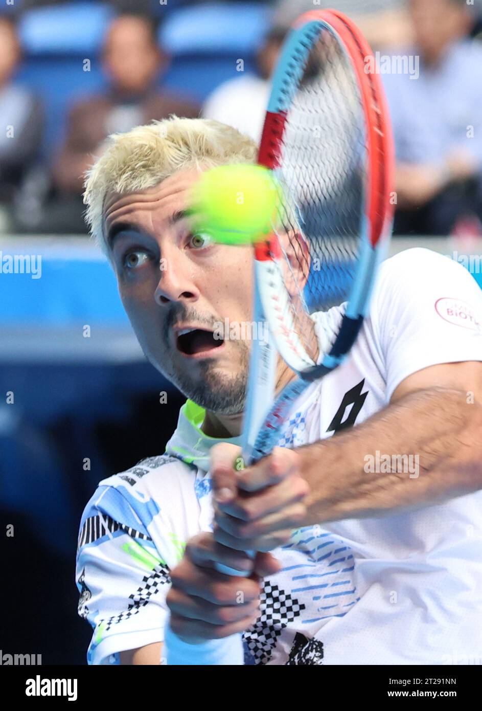 Tokyo, Japan. 18th Oct, 2023. Sebastian Ofner of Austria returns the ...