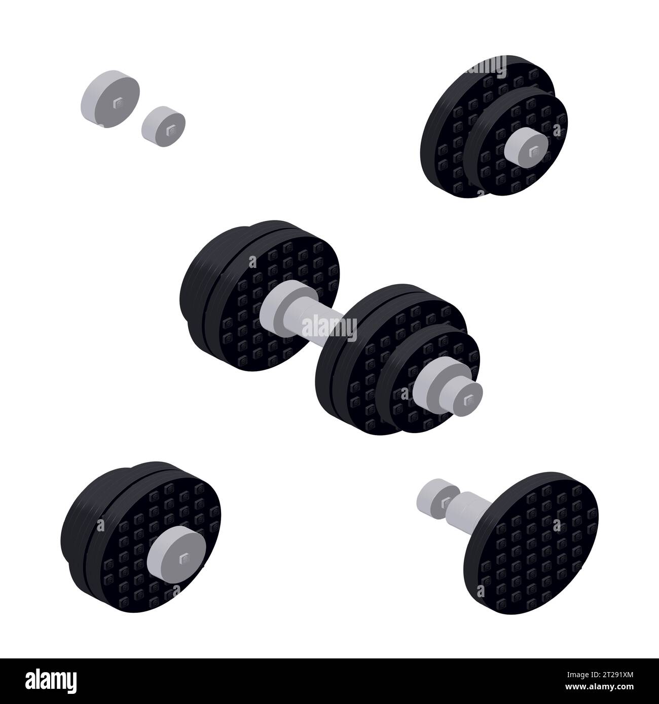 Concept with dumbbells working out in isometric style for print and design.Vector illustration ...