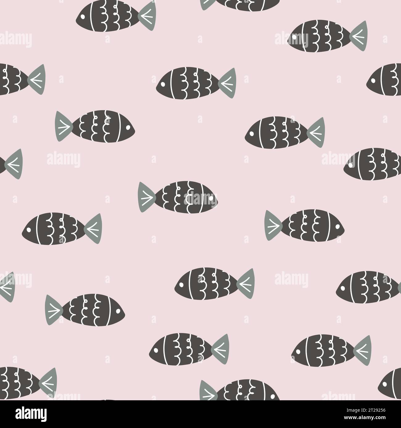 Hand drawn vector seamless cartoon fish pattern Stock Vector Image ...