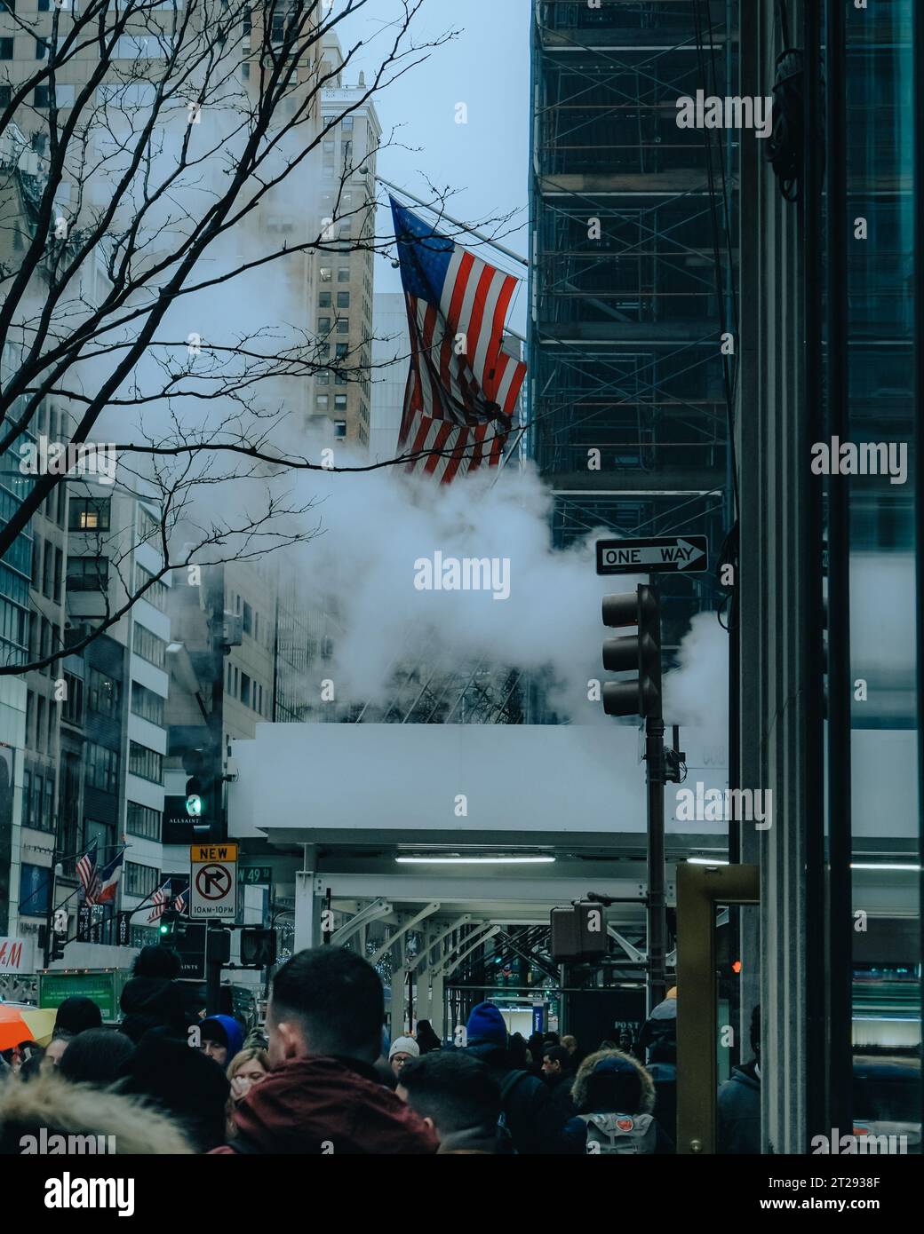 New york city skyscrapers skyline buildings rainy day Stock Photo - Alamy