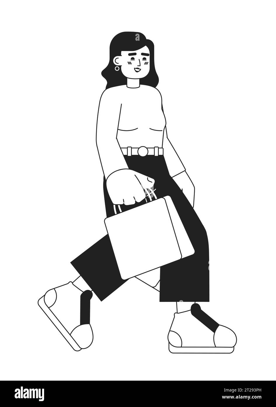 Walking woman bag cartoon animation Black and White Stock Photos ...