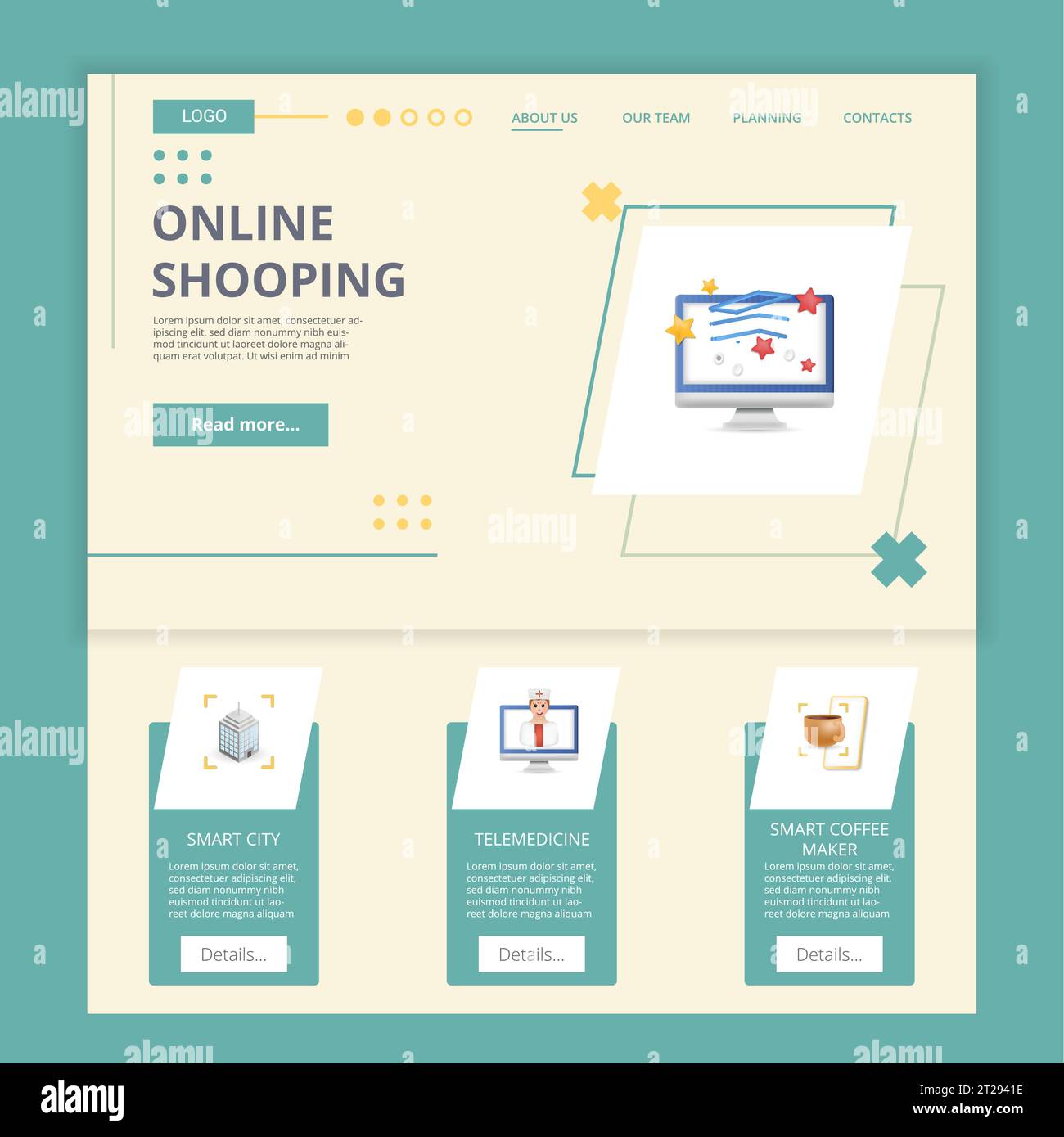 Online shopping flat landing page website template. Smart city ...