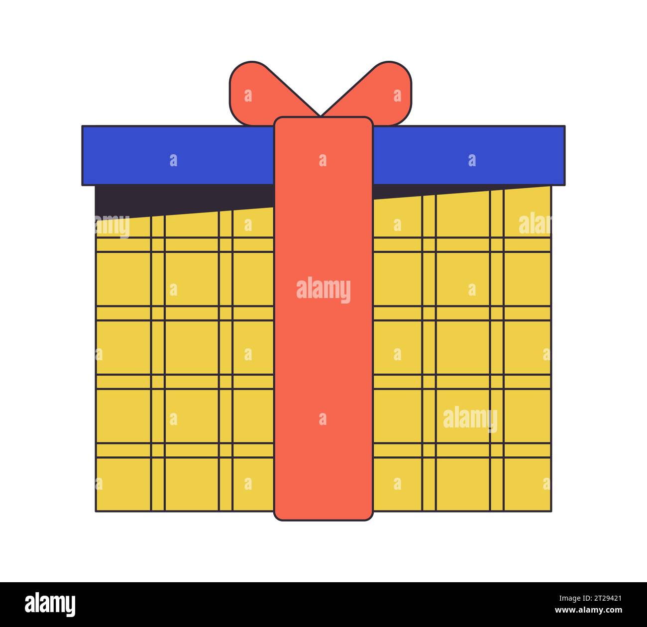 Paper box with ribbon bow flat line color isolated vector object Stock ...