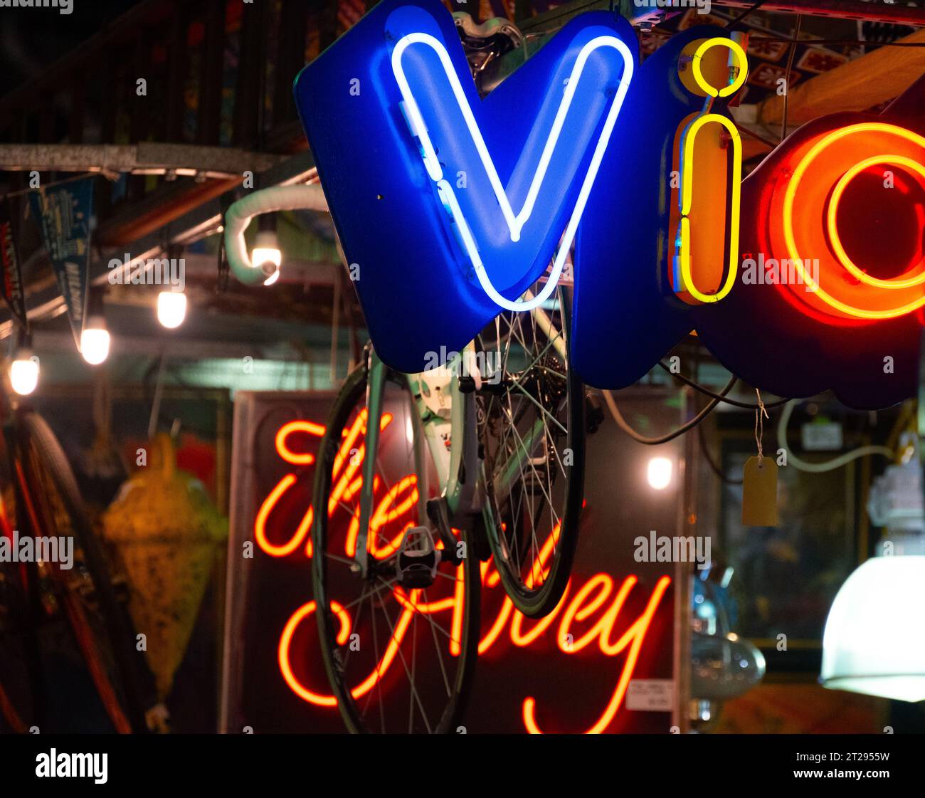 Retro Neon Lights Stock Photo - Alamy