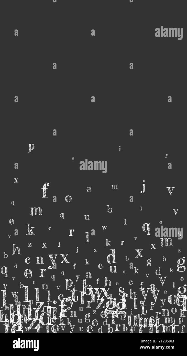 Concept of school background. White chalk falling letters of English ...