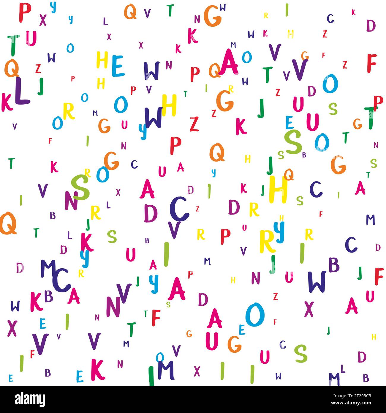 Flying latin letters. Colorful childish scattered charachters of ...