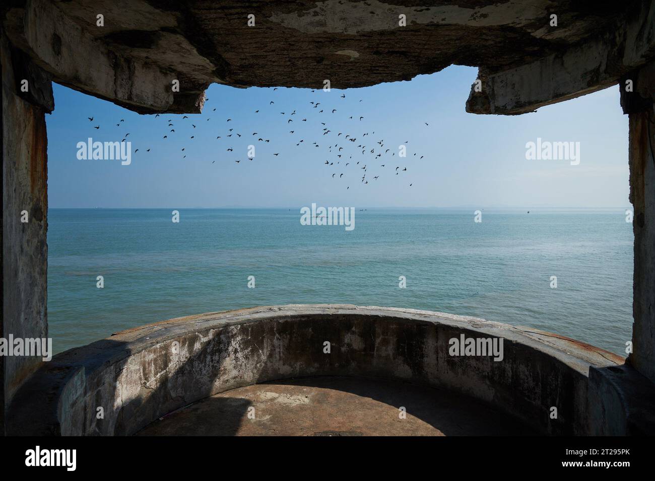 Views from inside the bunker of the seascape. Beautiful seascape with ...