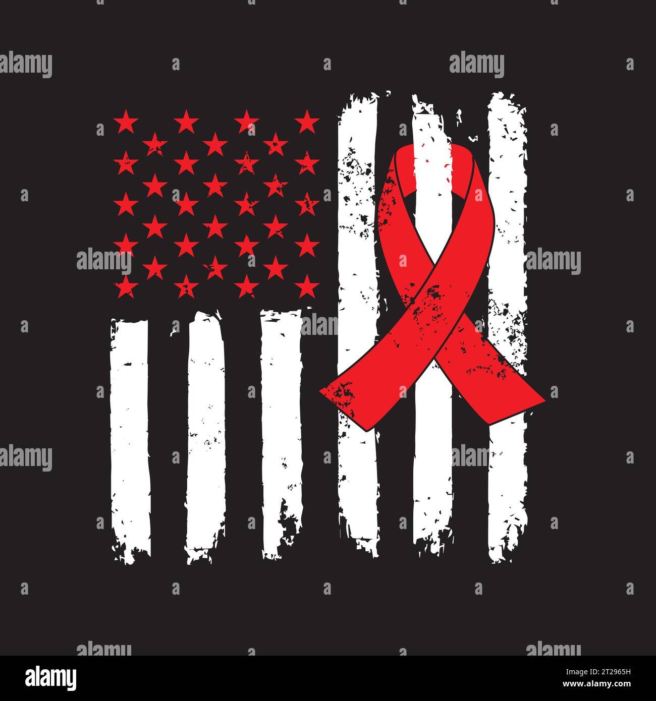 HIV,AIDS Awareness Day American Distressed Flag, Awareness Ribbon ...