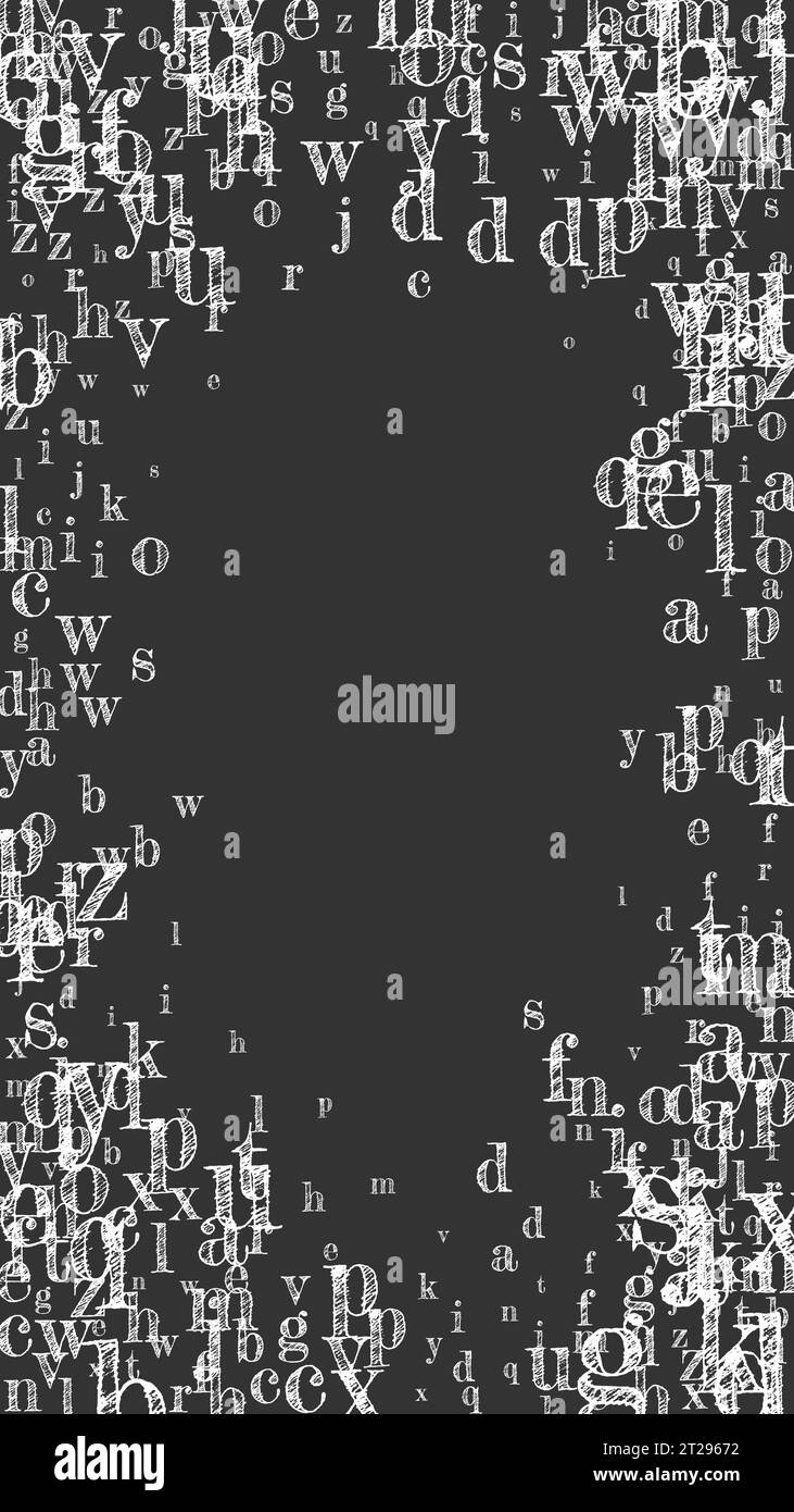 Concept of school background. White chalk falling letters of English ...