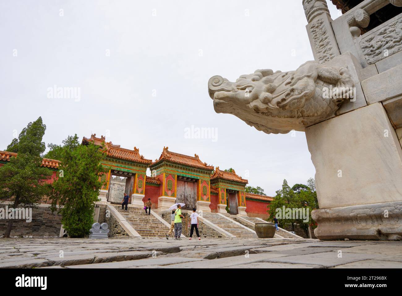 Stone carved dragon heads and glazed flower gates in the Eastern Tombs ...