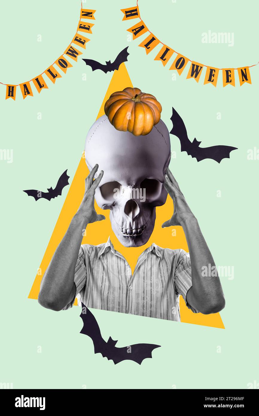 Vertical composite strange unusual creative photo collage of funny ...