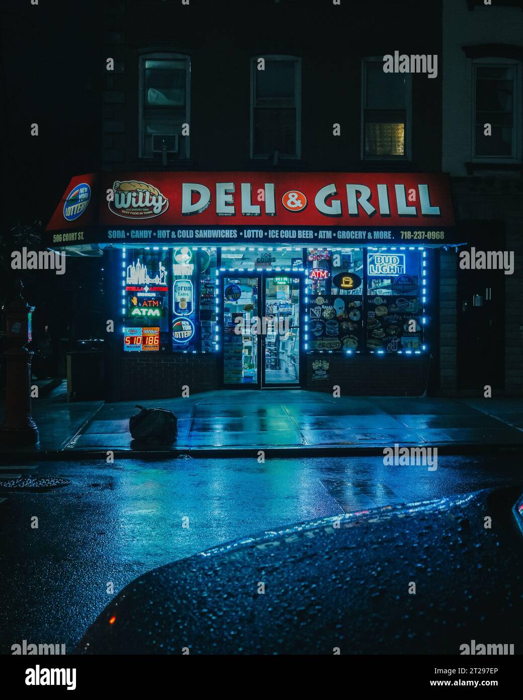New york city skyscrapers skyline buildings rainy day Stock Photo - Alamy