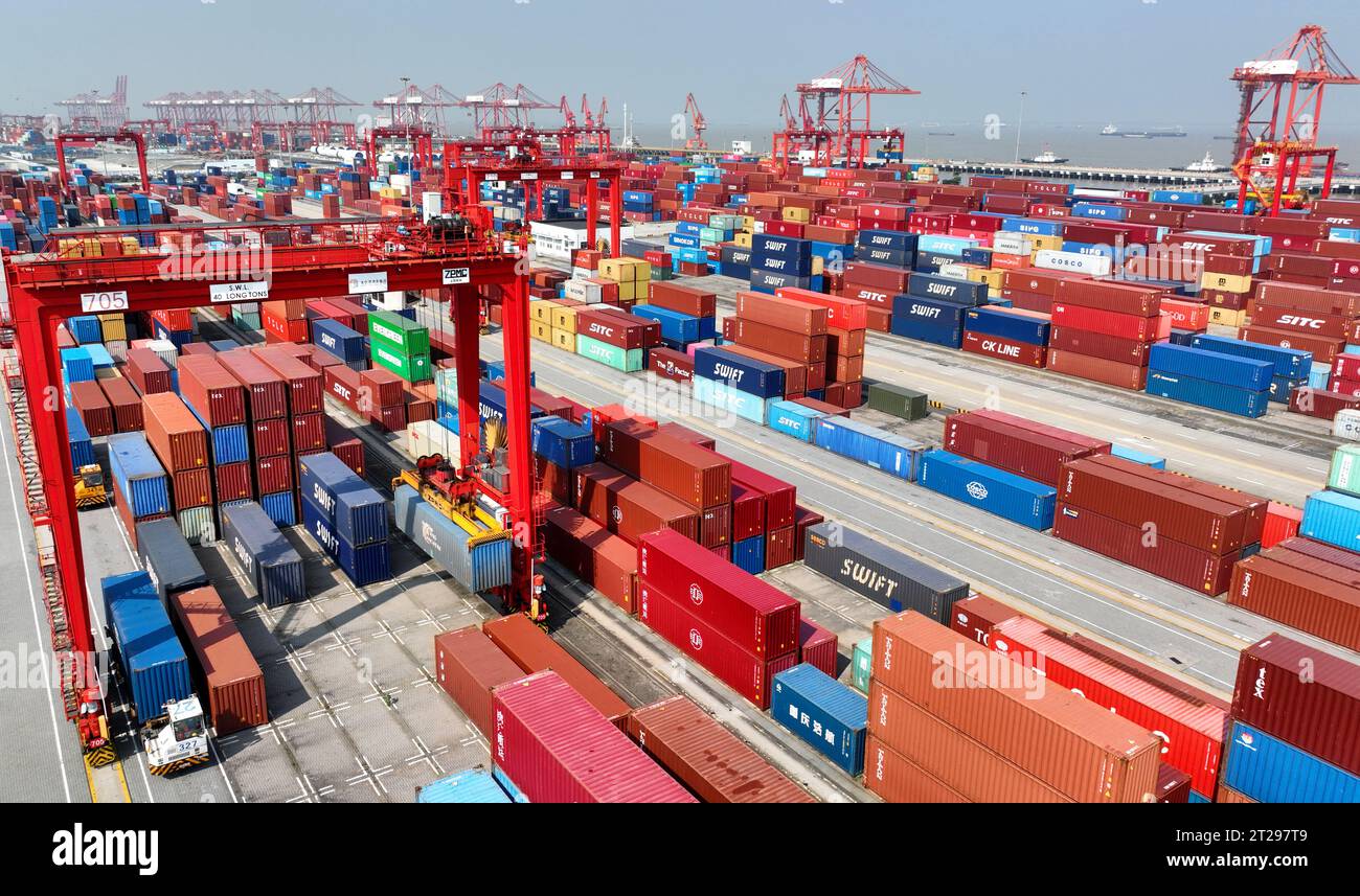 SUZHOU, CHINA - OCTOBER 18, 2023 - Container operations at the ...