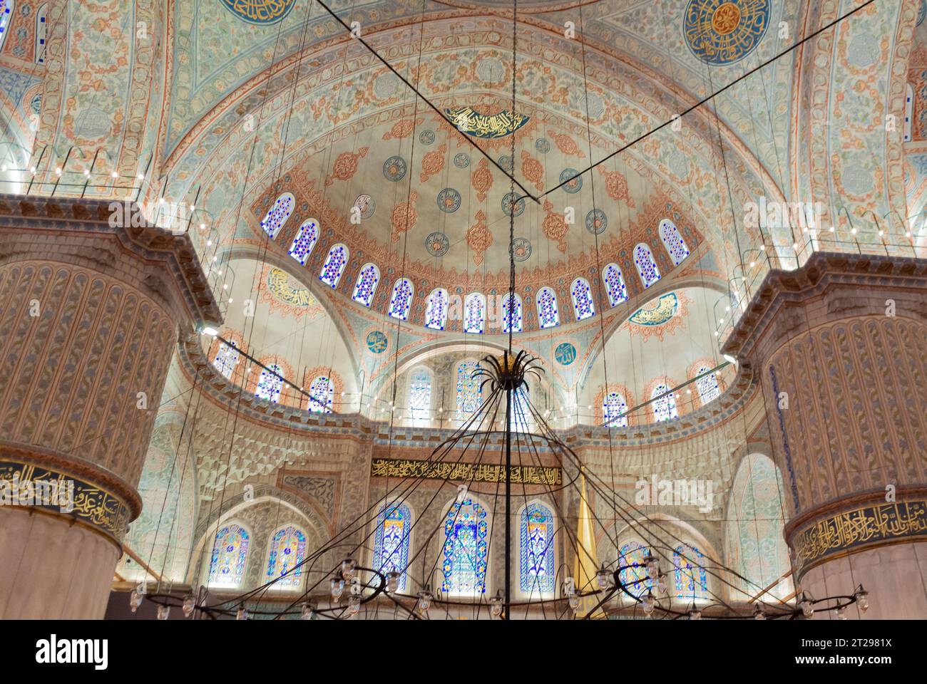 Istanbul, Turkey, The ceiling of Blue Mosque also known as Sultan Ahmed Mosque (Turkish: Sultan ...