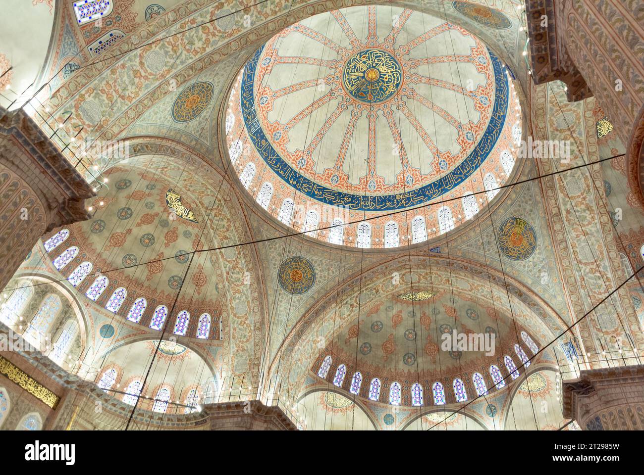 Istanbul, Turkey, The ceiling of Blue Mosque also known as Sultan Ahmed ...