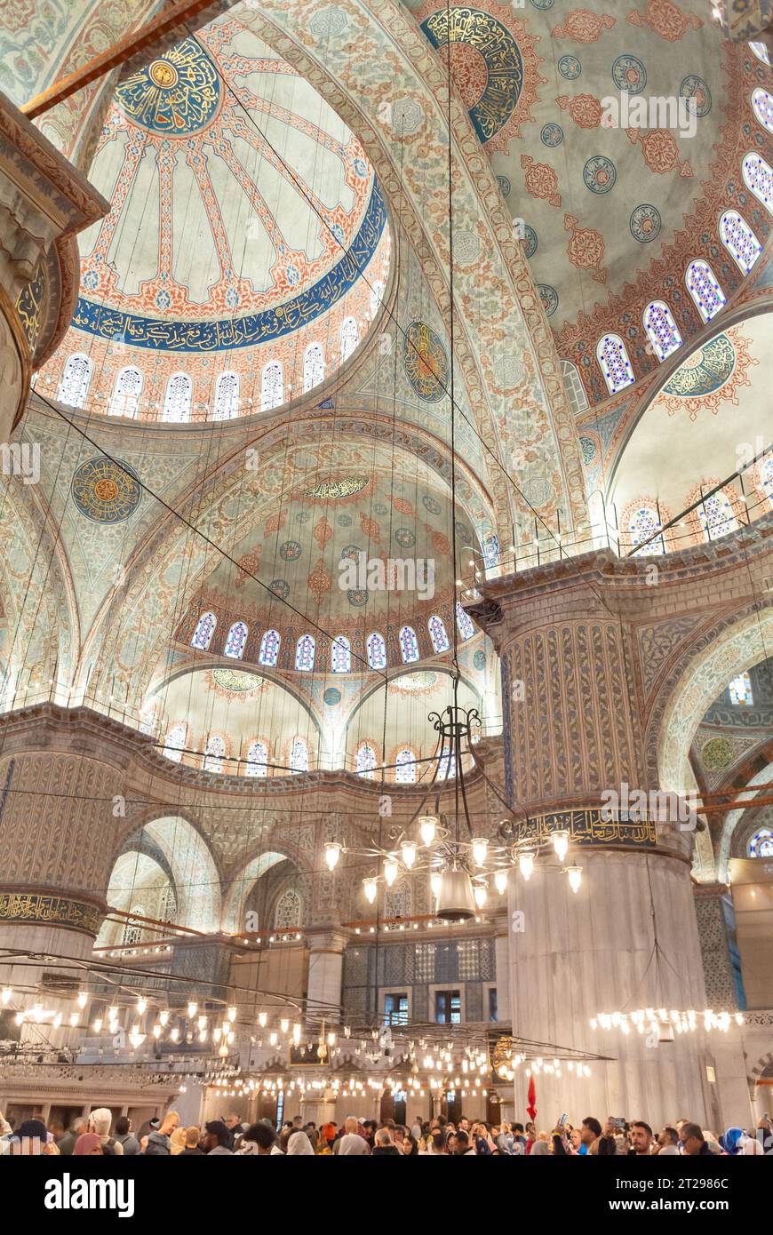 Istanbul, Turkey, The ceiling of Blue Mosque also known as Sultan Ahmed Mosque (Turkish: Sultan ...