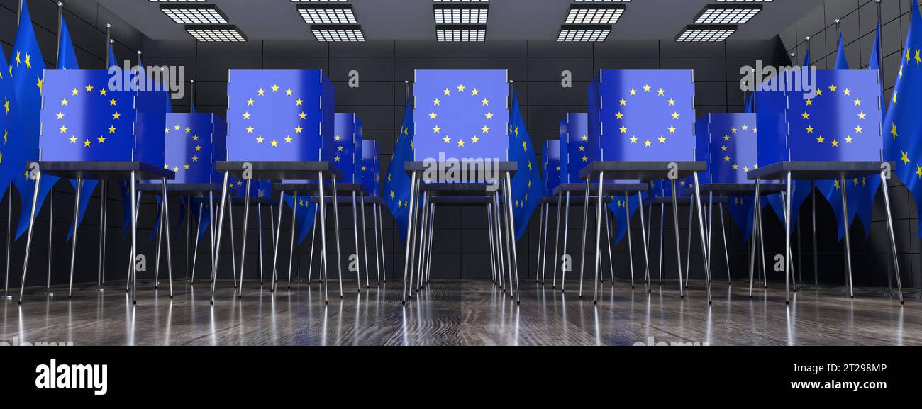 European Union - voting booths with flags - 3D illustration Stock Photo ...