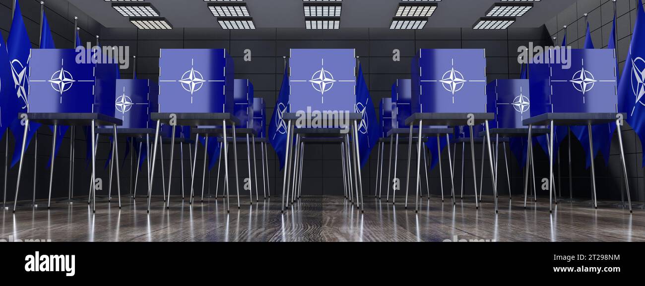 NATO - voting booths with a flags - 3D illustration Stock Photo - Alamy