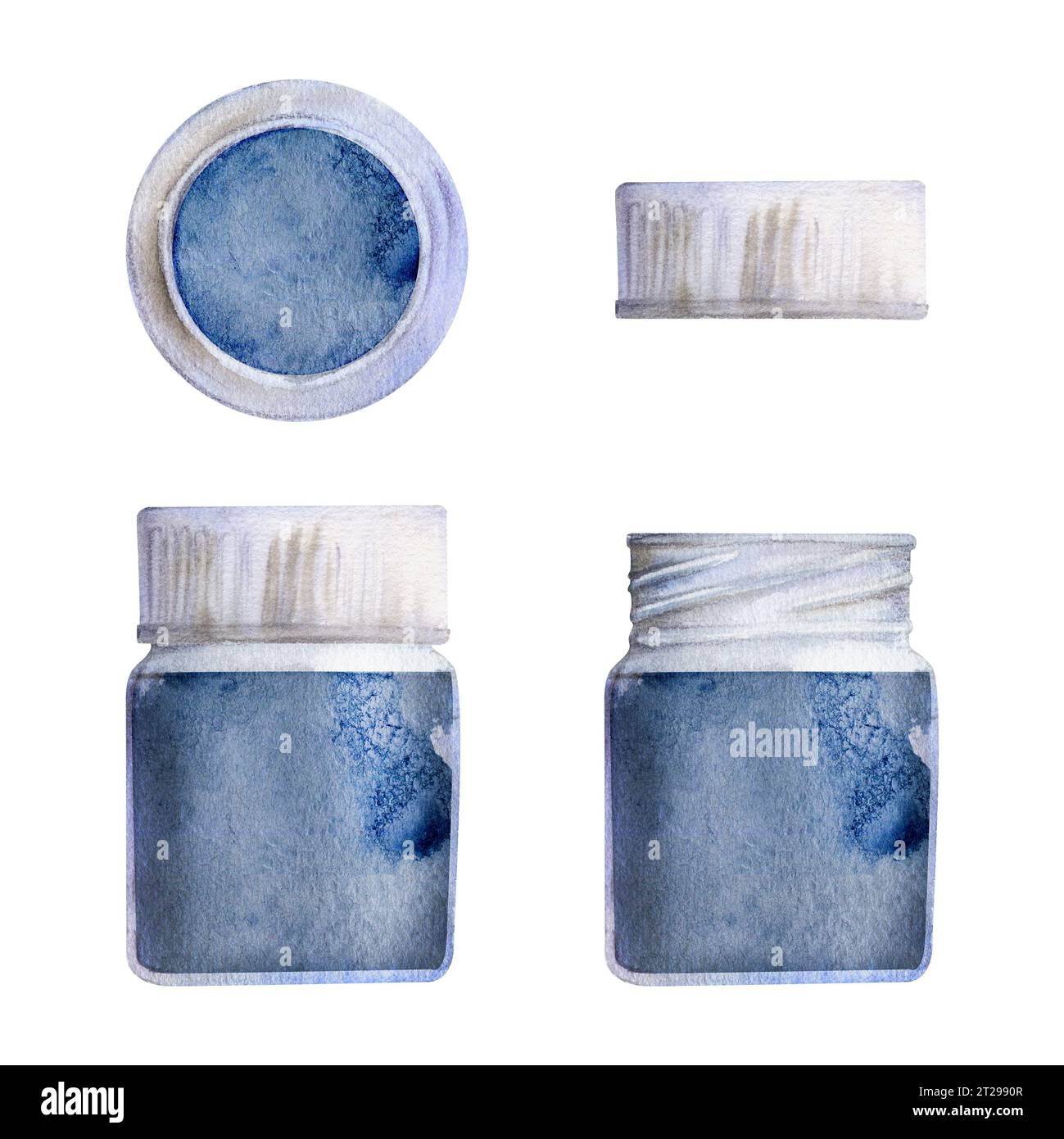 Watercolor hand drawn illustration, kids children paint materials ...