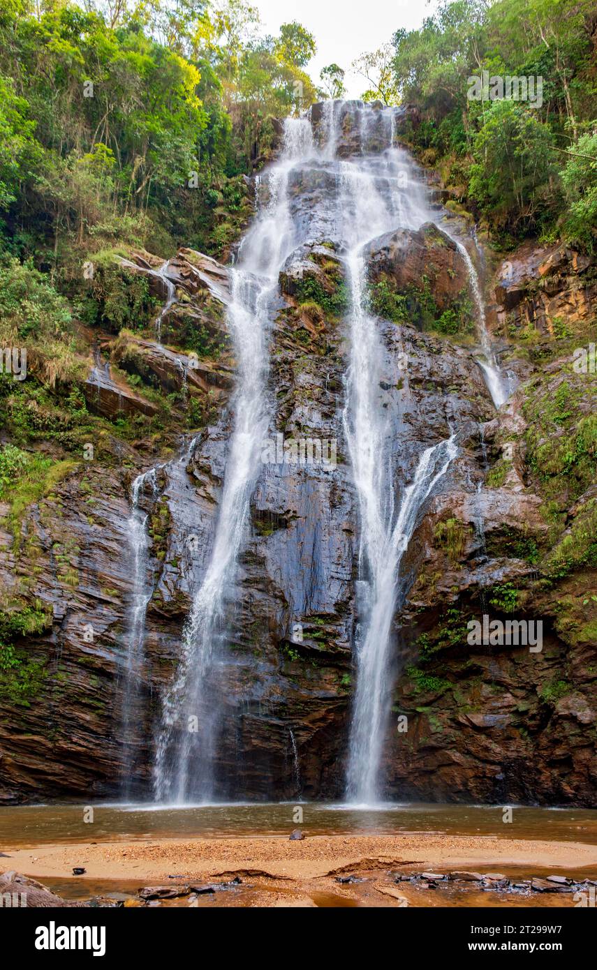 Waterfall among the trees of the Brazilian rainforest Stock Photo - Alamy