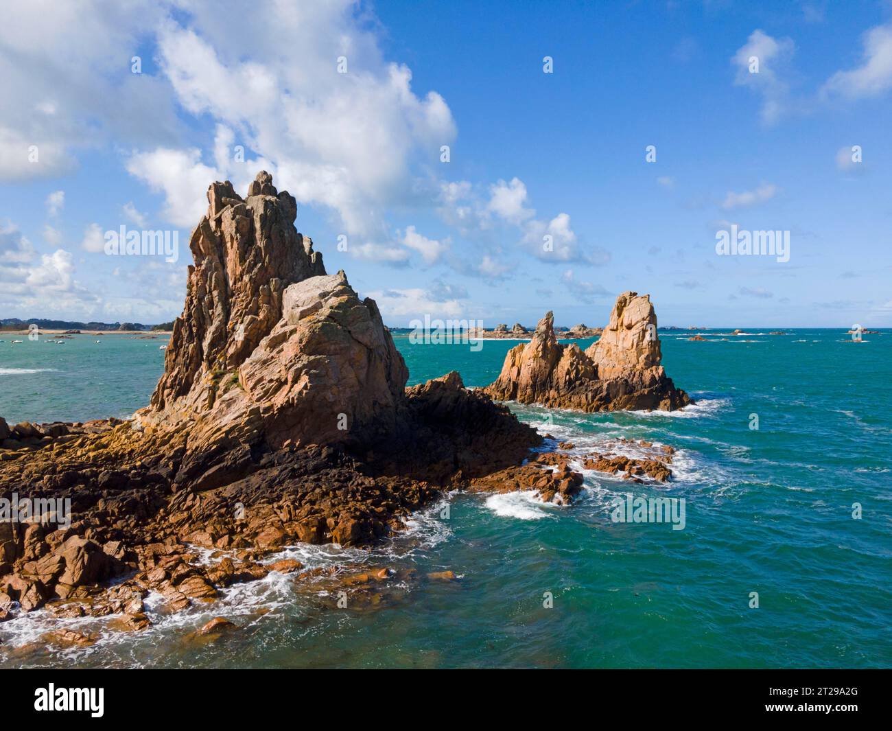 Drone shot, Plage de Pors Scaff, Plougrescant, Cotes-dArmor, English ...