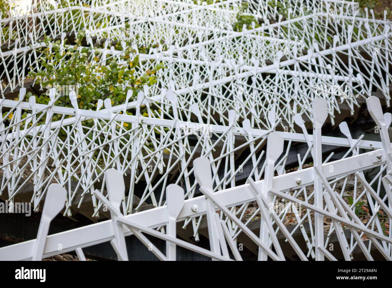 White metal marks spiral down Stock Photo - Alamy