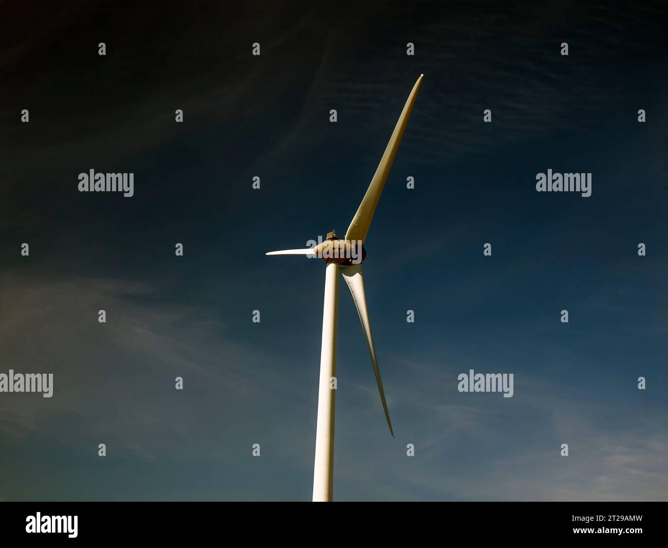 Wind power plant rotor close view. Windpower generator. Green energy ...