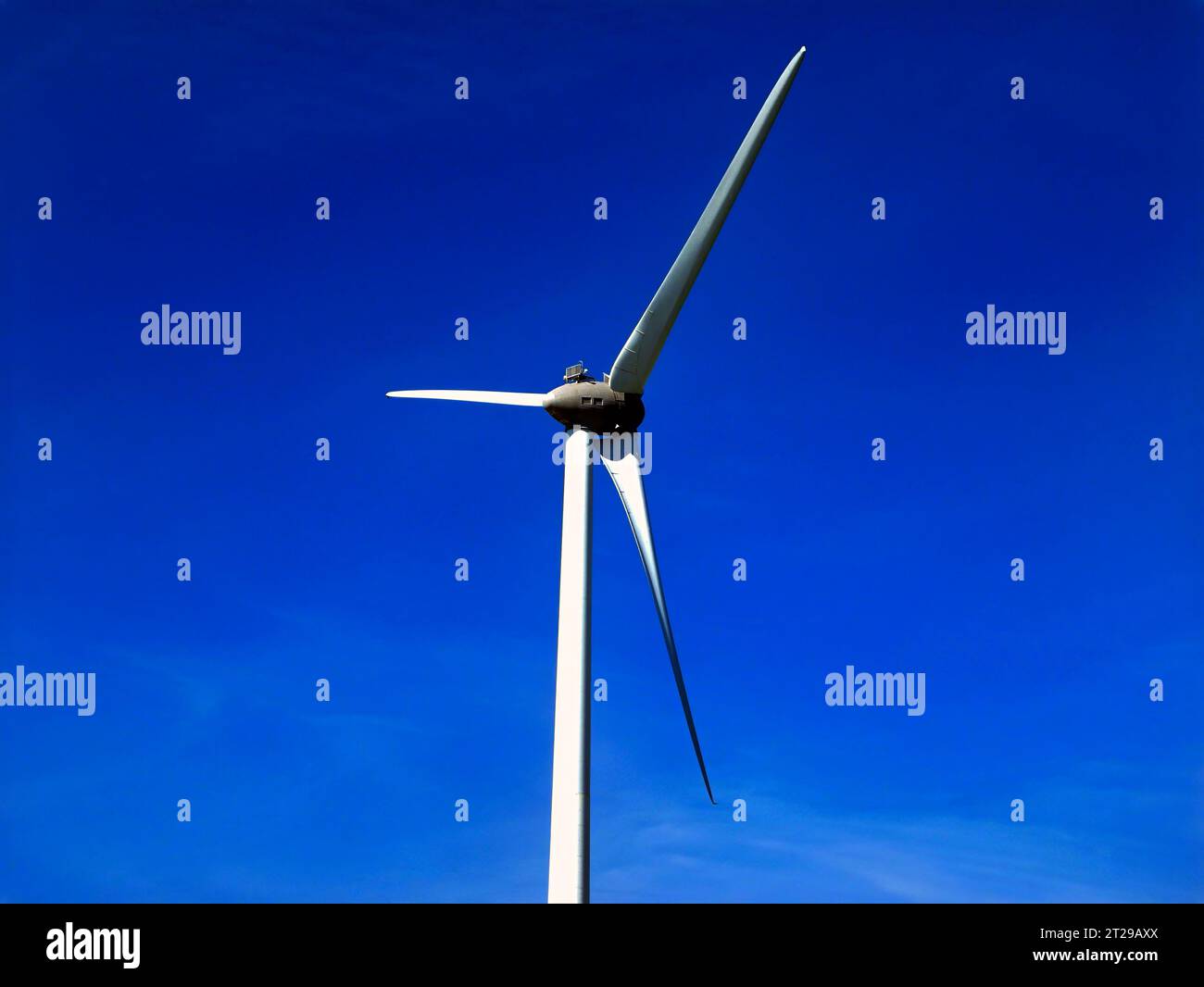 Wind power plant rotor close view. Windpower generator. Green energy ...