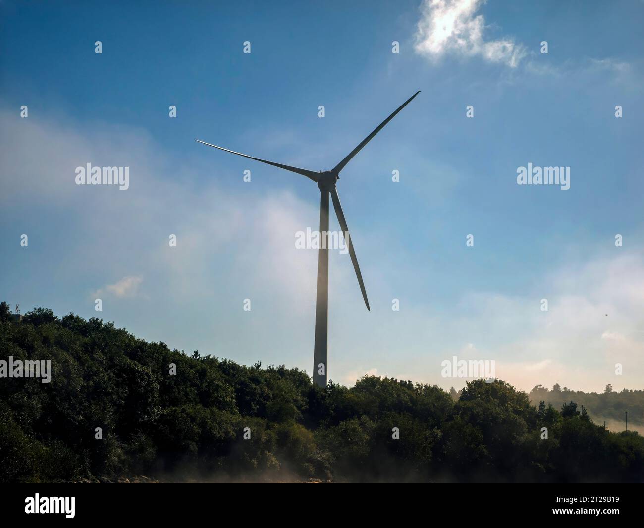 Wind power plant rotor close view. Windpower generator. Green energy ...