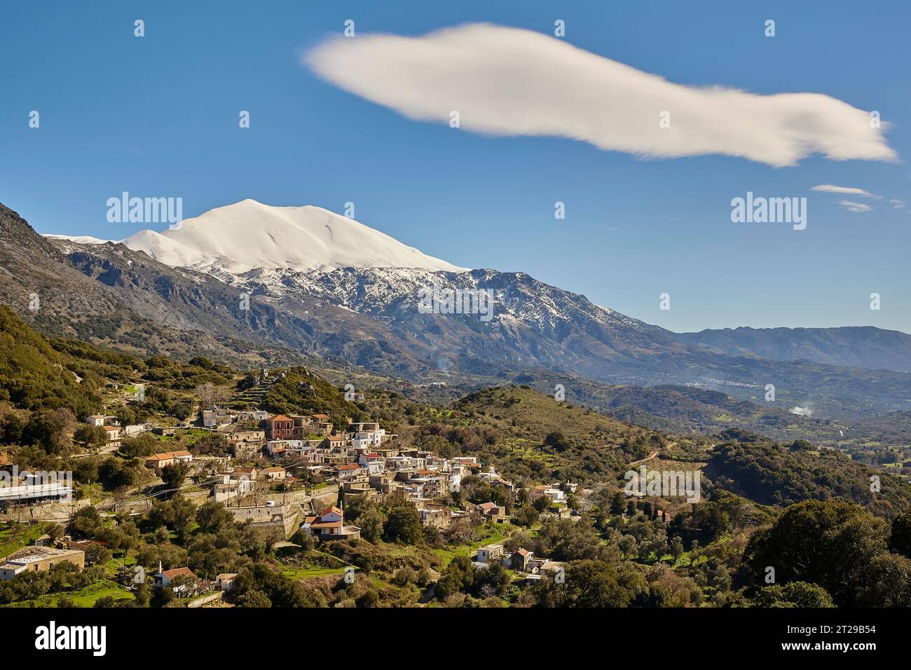 Psiloritis, Ida.massif, snow-capped peak, blue sky, large elongated ...