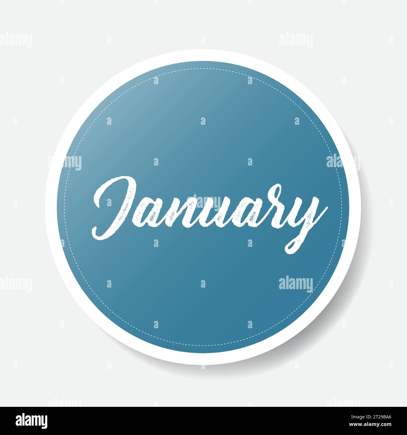 January blue round sticker on white background, vector illustration ...