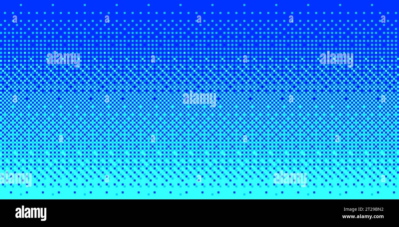 Fading blue sky pixel texture with dithering. Halftone gradient background. Vector illustration ...