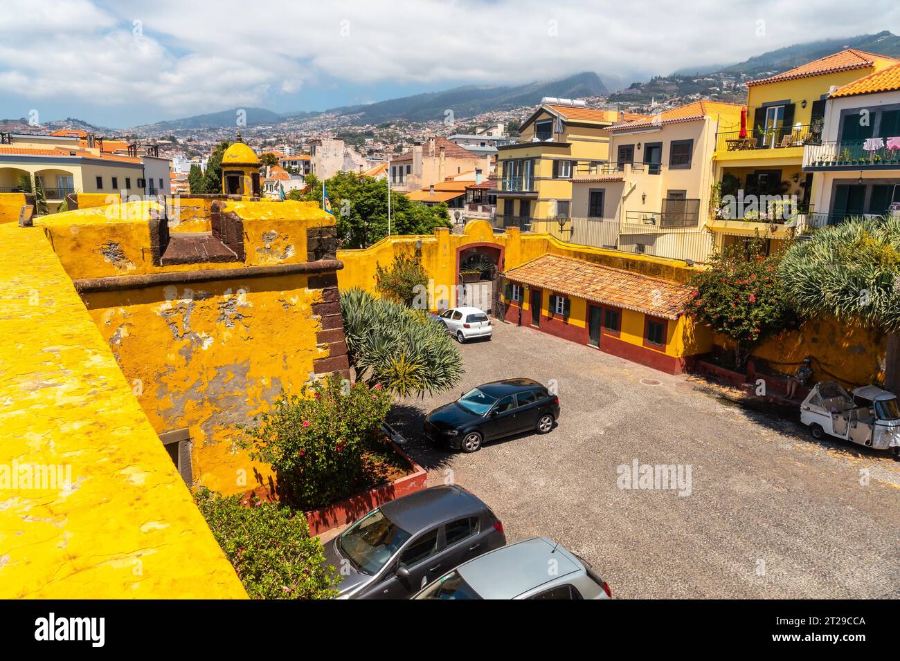 View of the interior of the strong fortress Forte de Sao Tiago on the ...