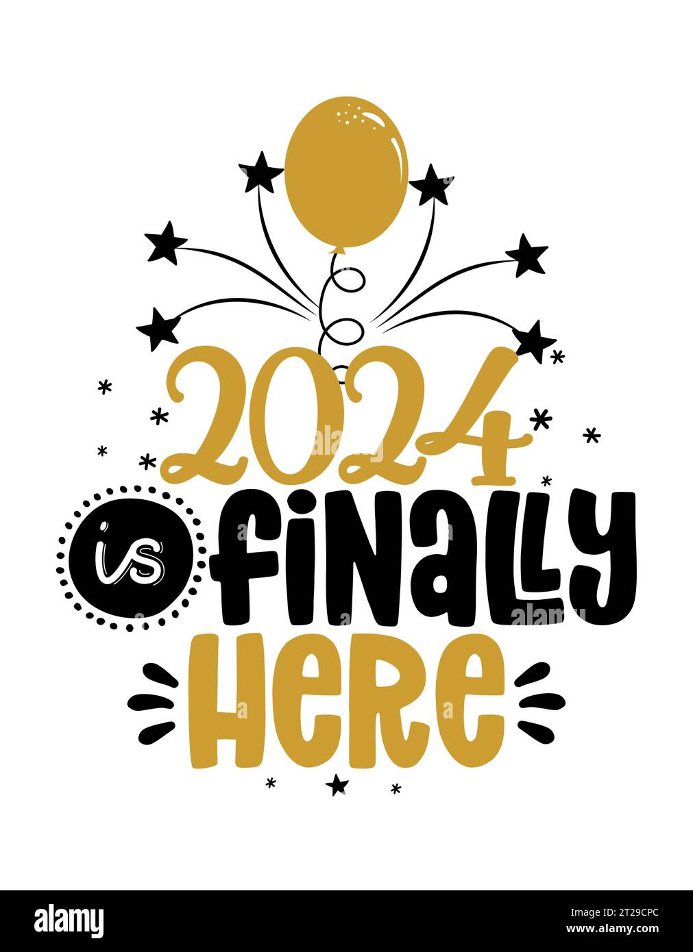 2024 is finally here - Greeting card. Modern brush calligraphy ...