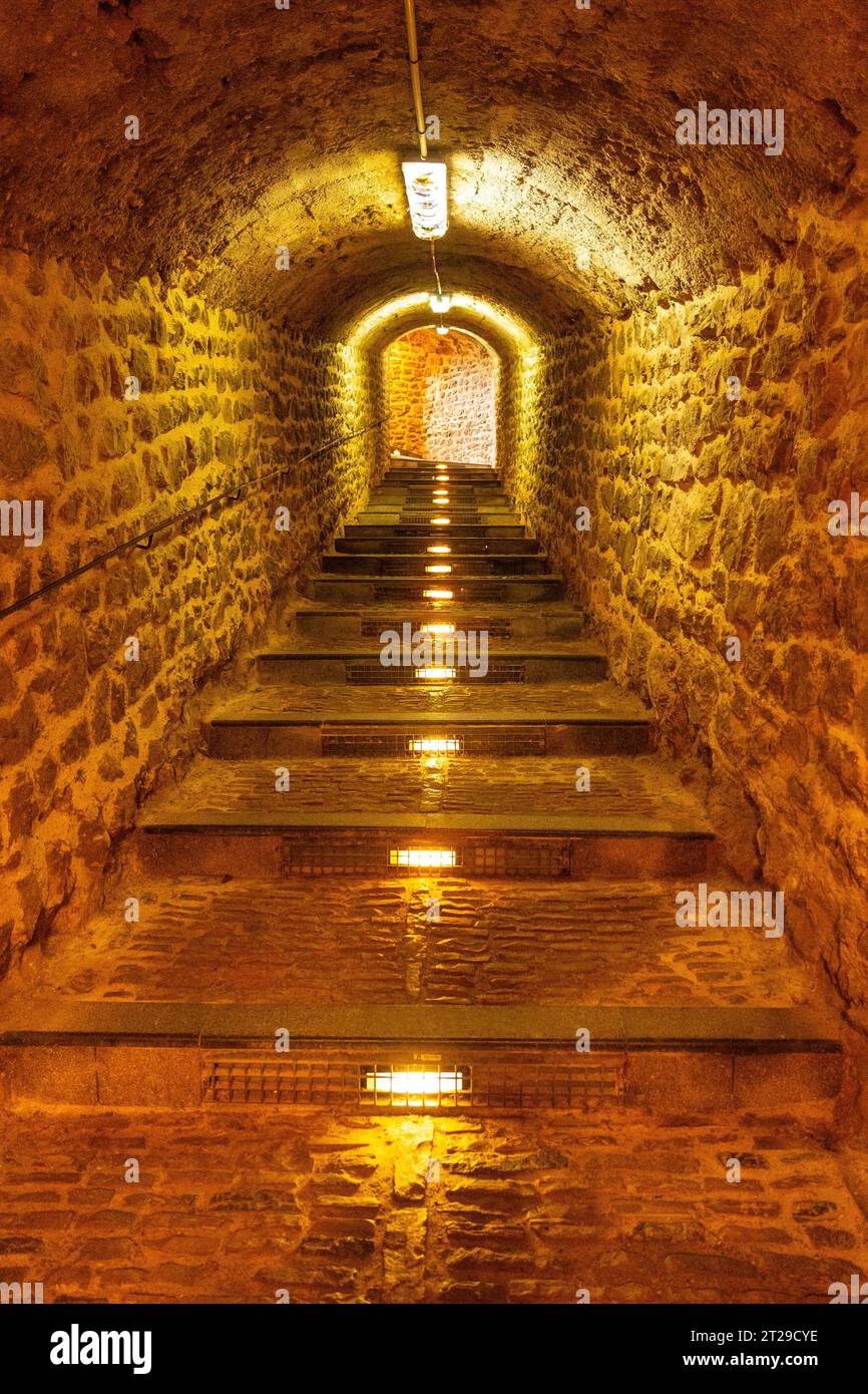 Internal tunnels of the wall of the medieval castle of Ibiza, Balearic ...