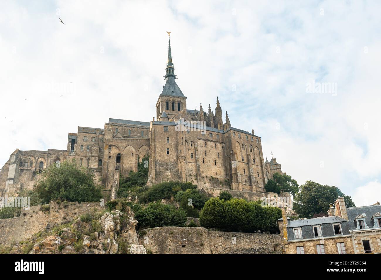 The famous Mont Saint-Michel Abbey in the Manche department, Normandy ...
